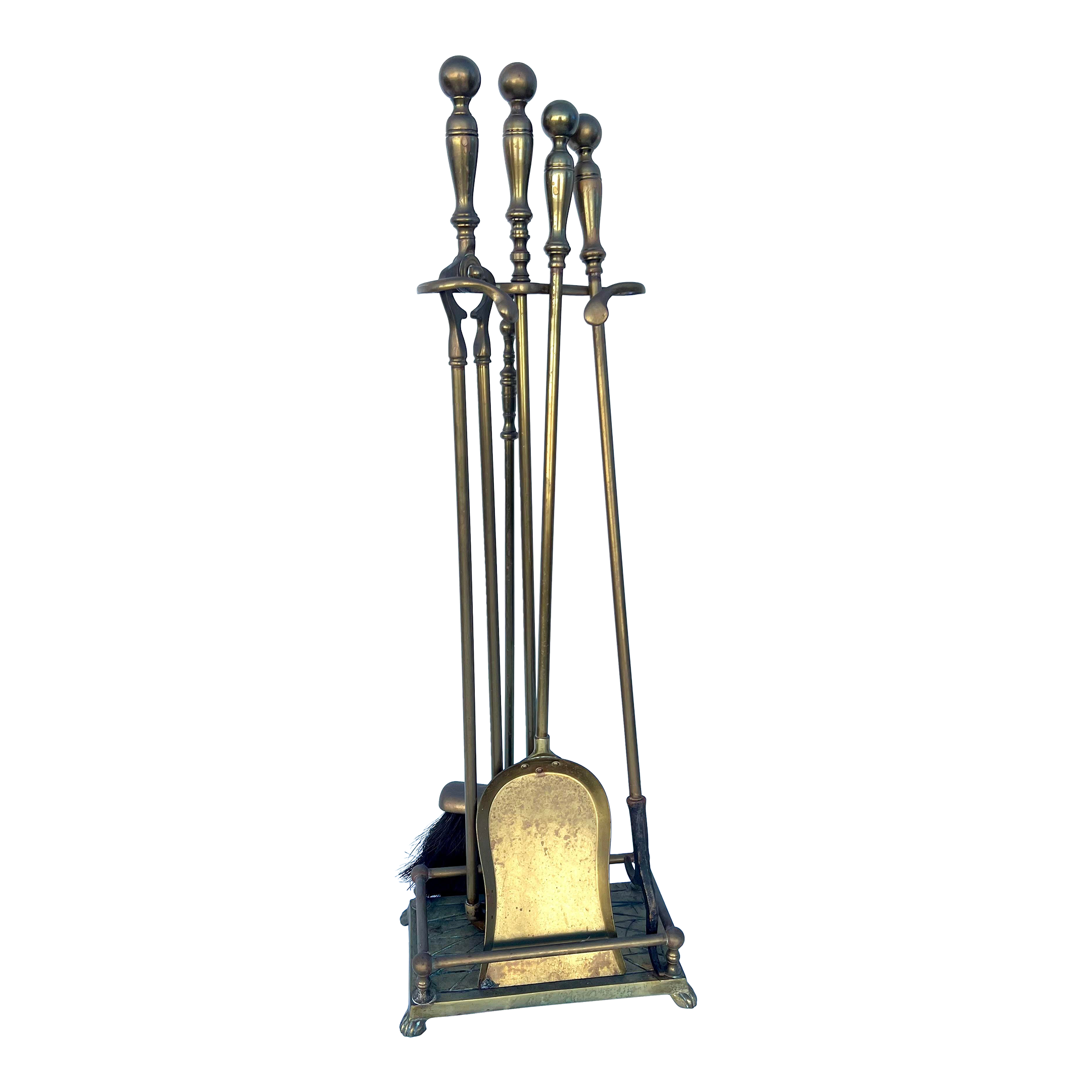 Vintage Bronze Fireplace Tool Set With Stand- 5 Pieces | Chairish