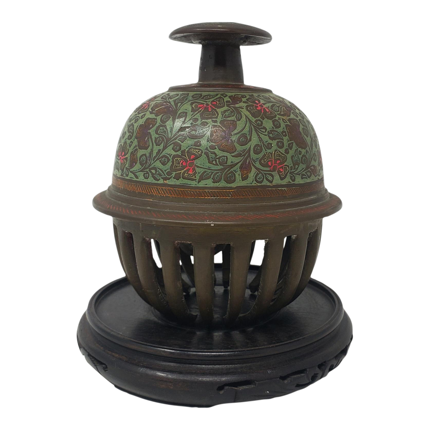 Antique Brass Elephant Bell - 20 Claw, Painted | Chairish
