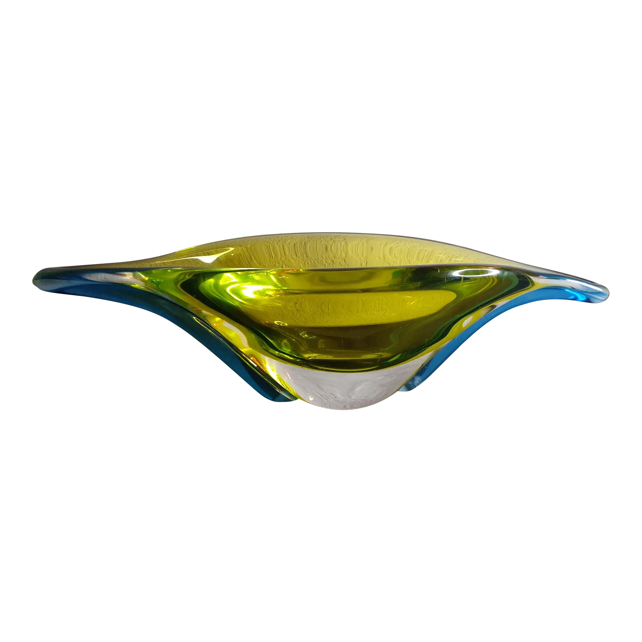 1980s William B Scott Green/Blue Bent Leaf Decorative Bowl Made in ...