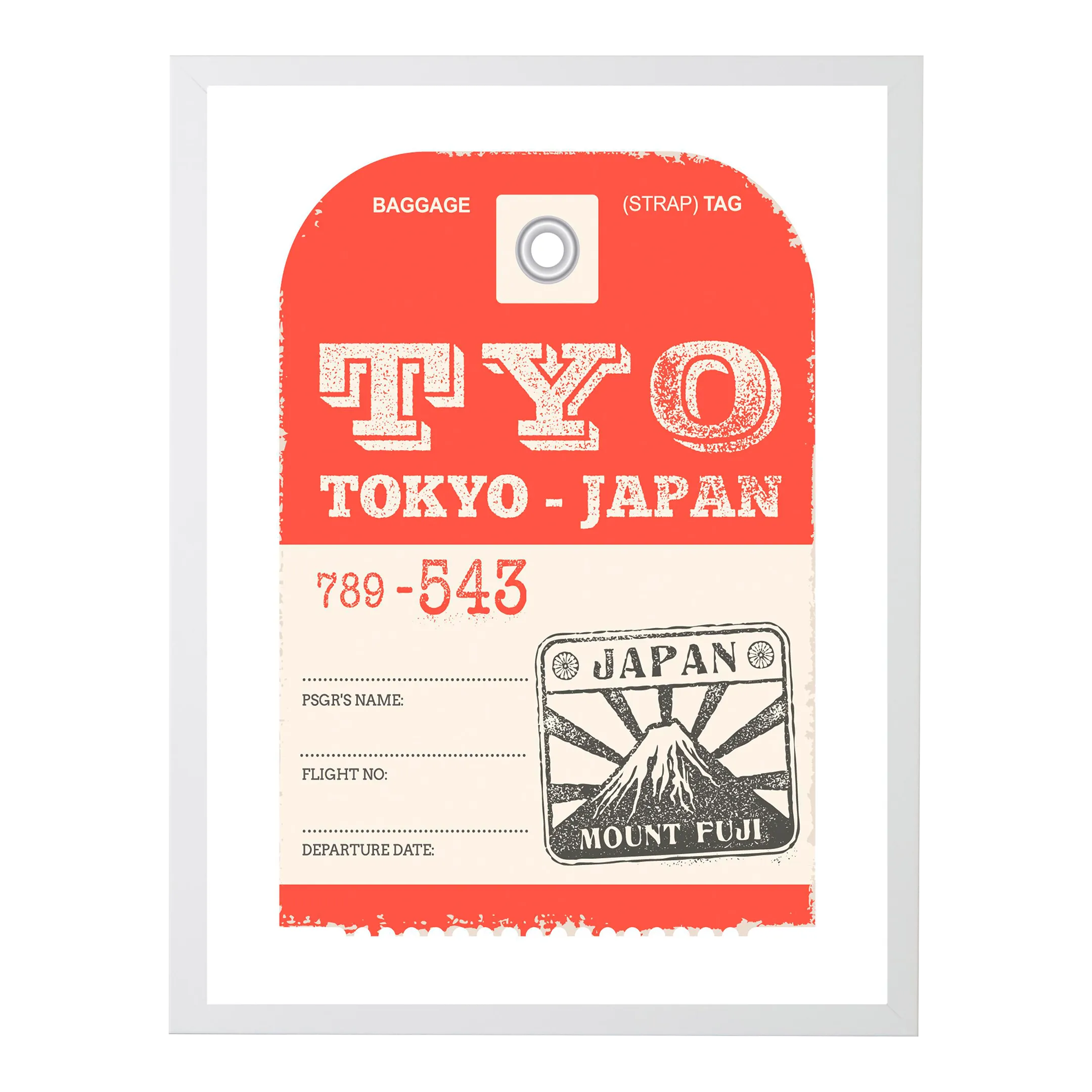 Tokyo Travel Ticket Print in White Shadowbox - 13" x 17" | Chairish
