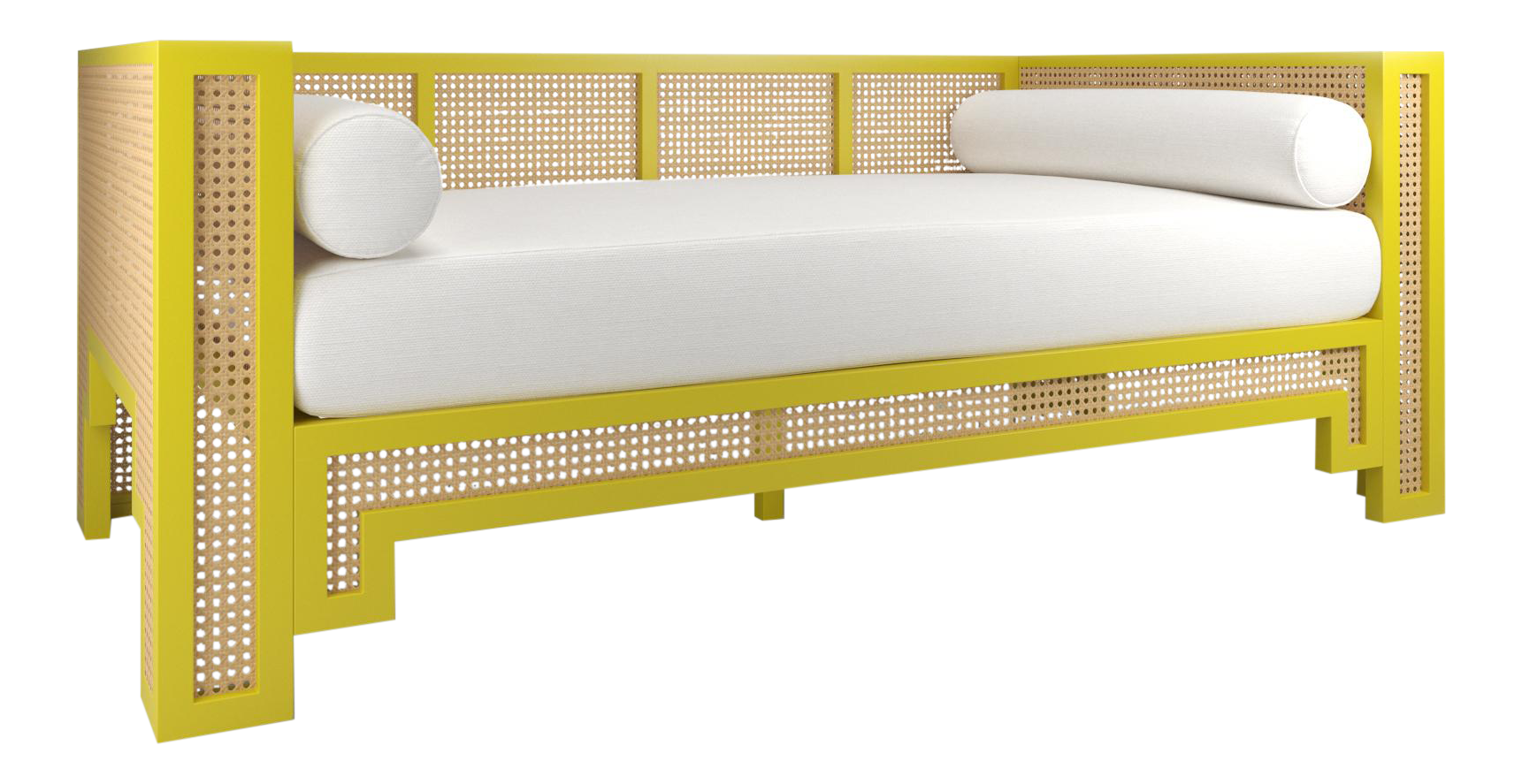 Alexandra Daybed - Citron, Optic White Linen | Chairish