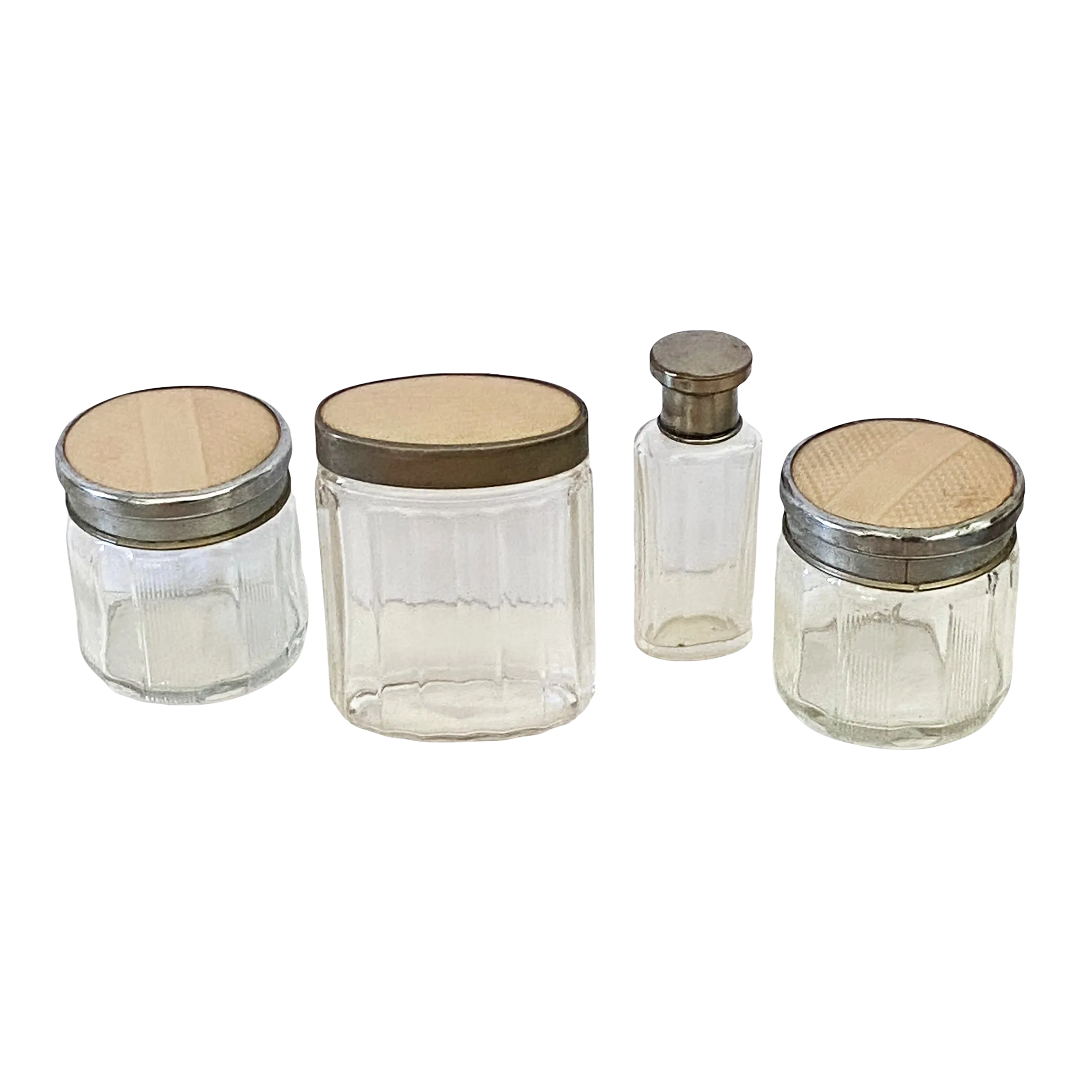Vintage Early 1900s Set of Four French Glass Vanity /Dresser Containers ...