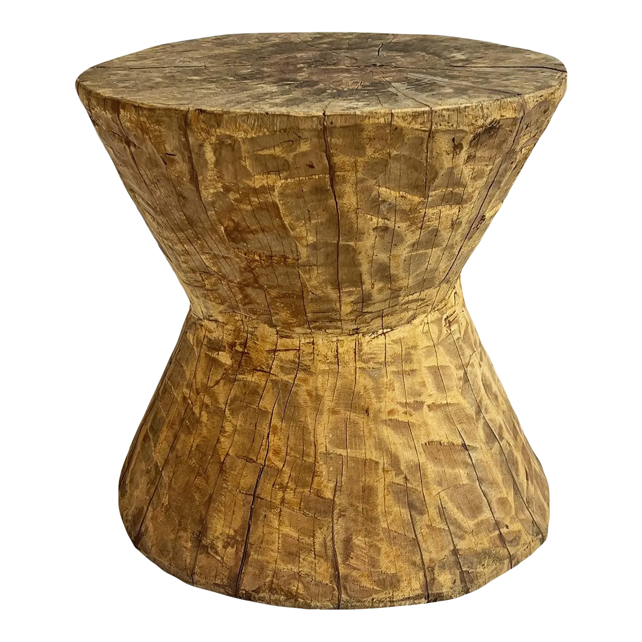 Wood Hourglass Side Table | Chairish