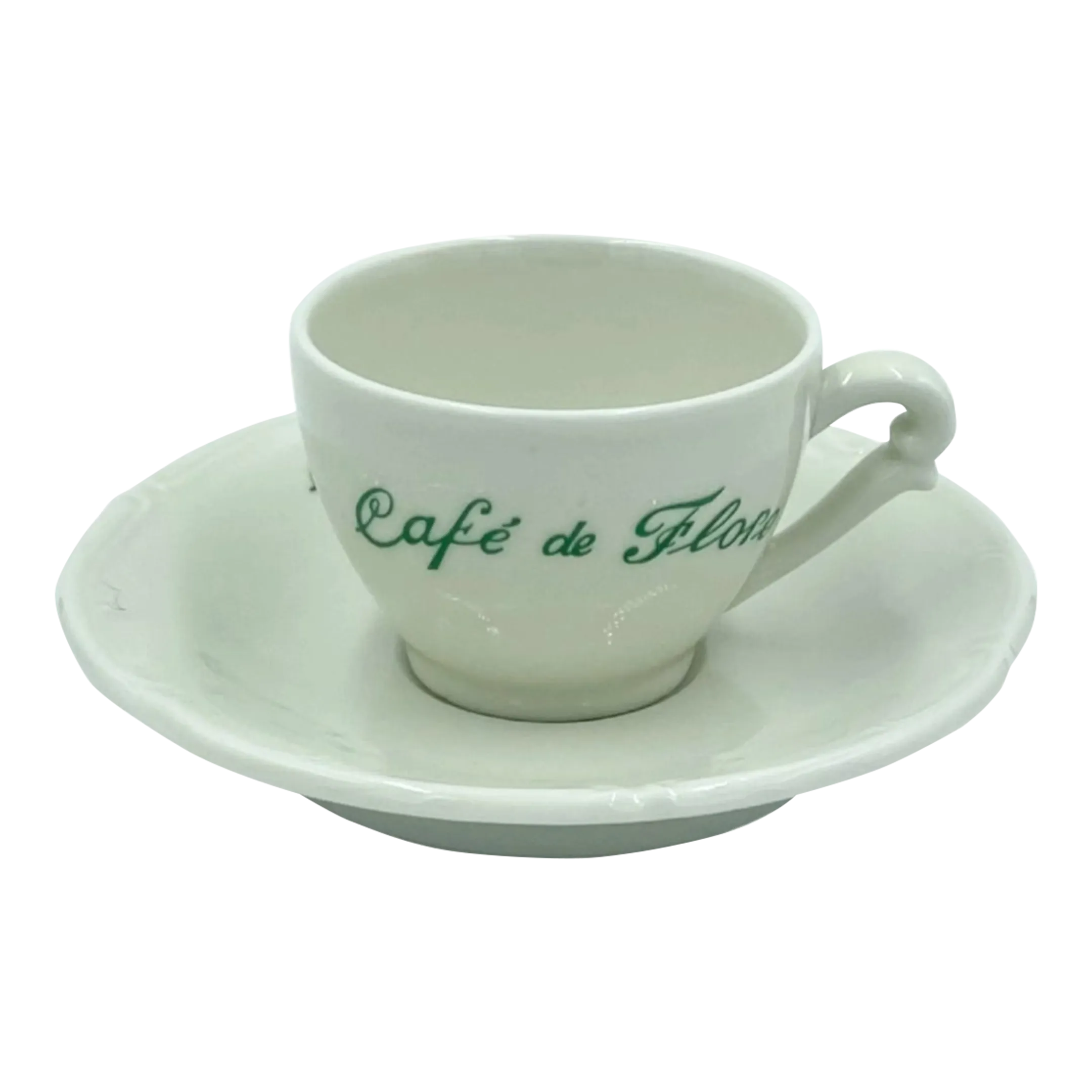 1990s Cafe De Flore Paris Restaurant Porcelain Cup & Saucer | Chairish