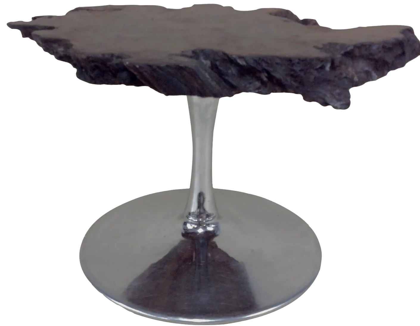 Mid 20th Century Black Walnut Burl Slab Side Table | Chairish