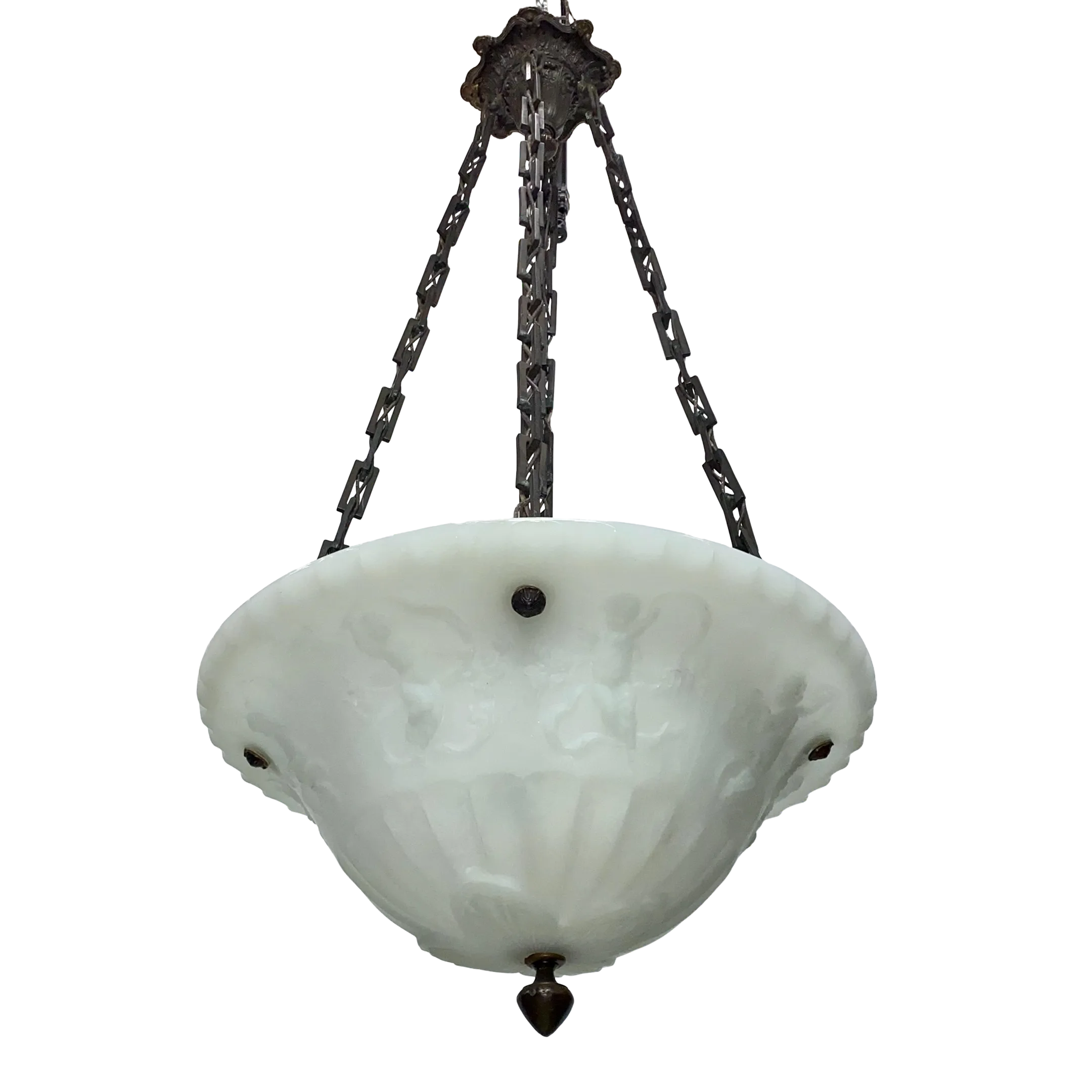 Large Antique Chicago Glass Co. Cast Glass Hanging Light Fixture, Circa ...