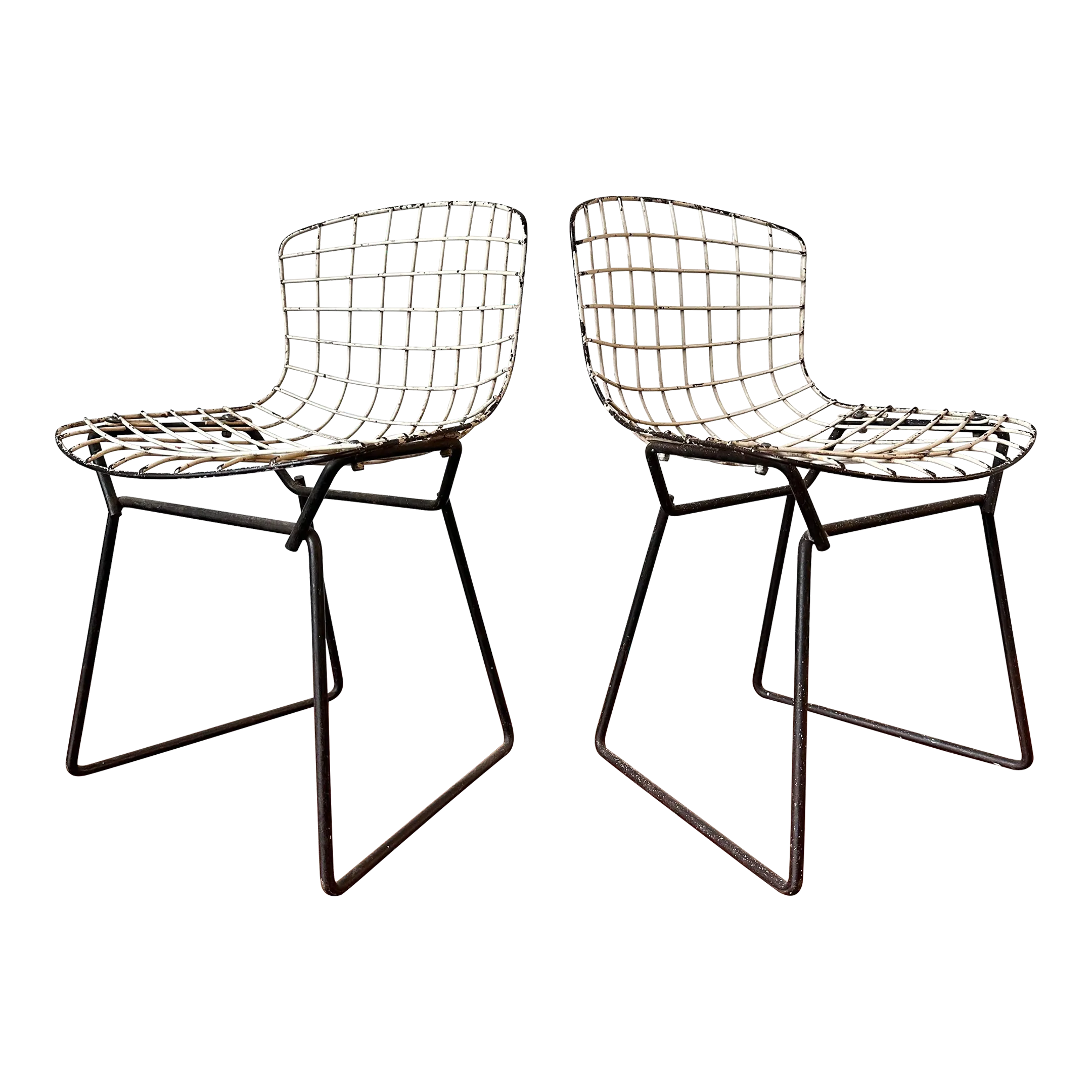 Mid-Century Harry Bertoia Children's Black Wire Side Chairs for Knoll C ...