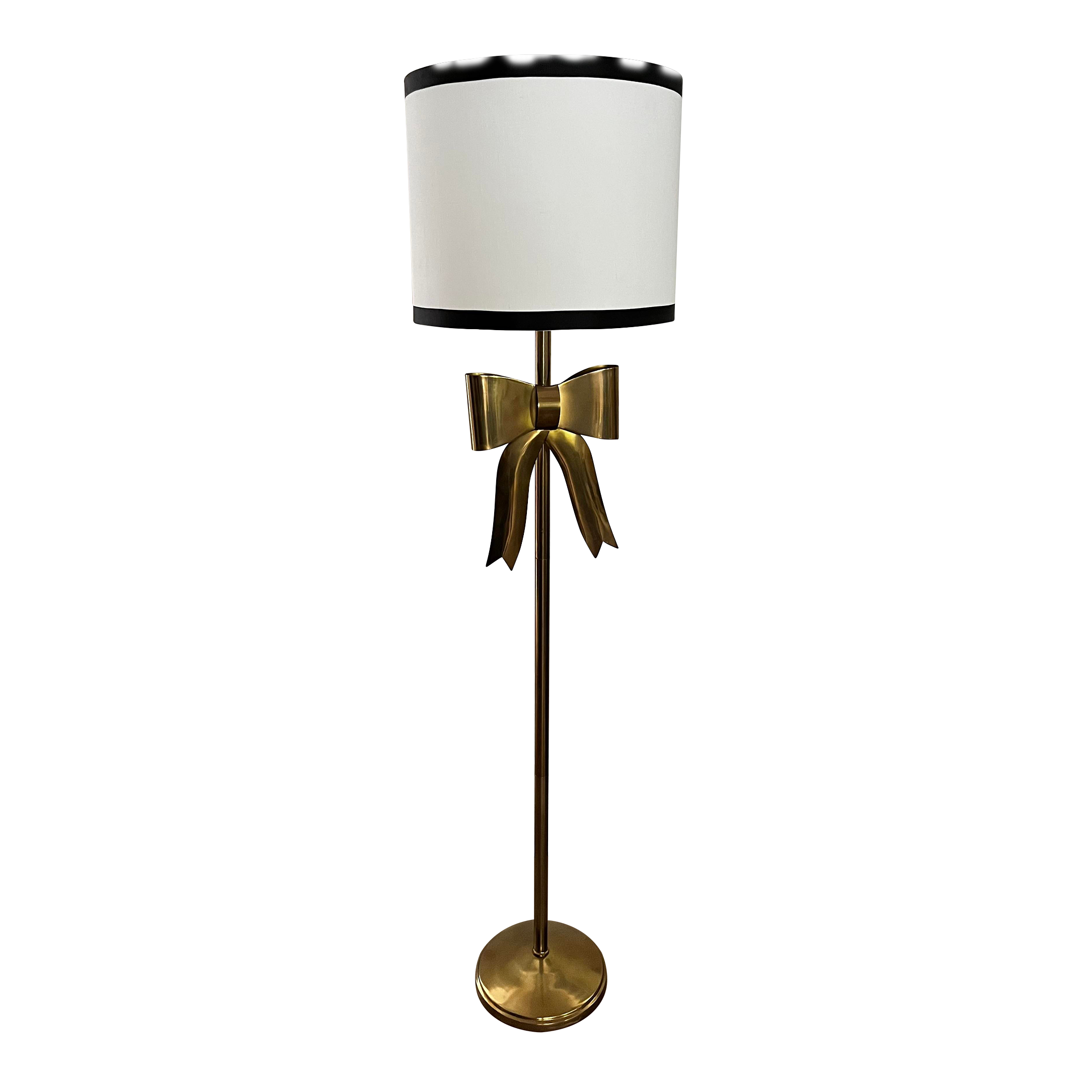 Pottery Barn Emily & Meritt Gold Bow Floor Lamp With Black Trimmed ...