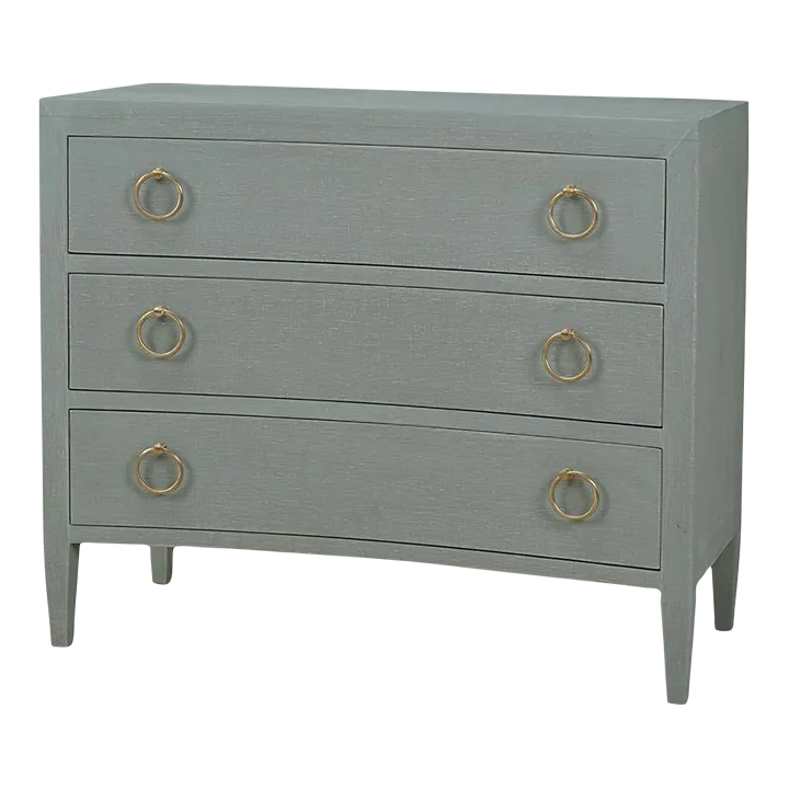 Pale Blue Linen Wrapped Modern Chest of Drawers | Chairish