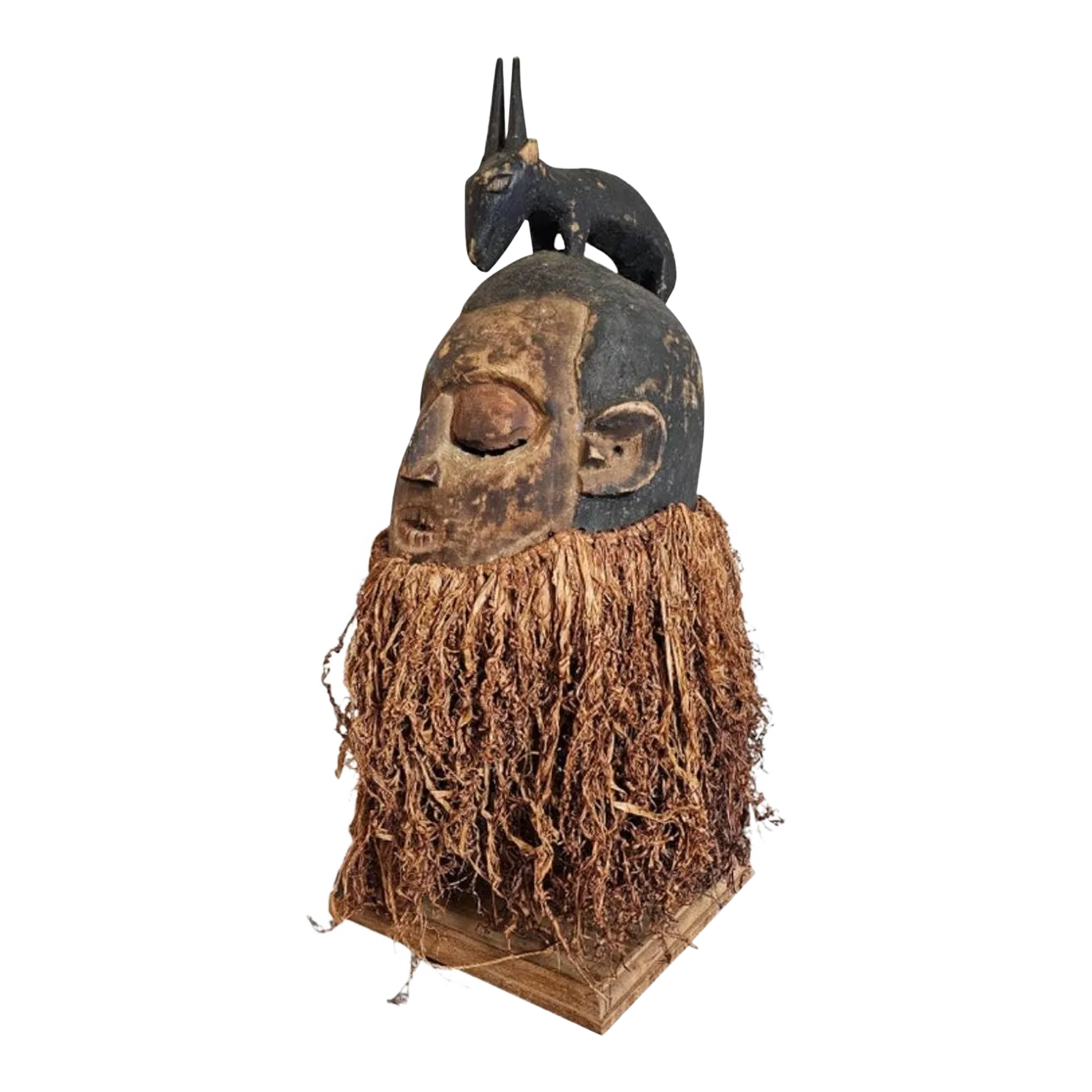 Antique African Tribal Carved Hemba Helmet Mask | Chairish