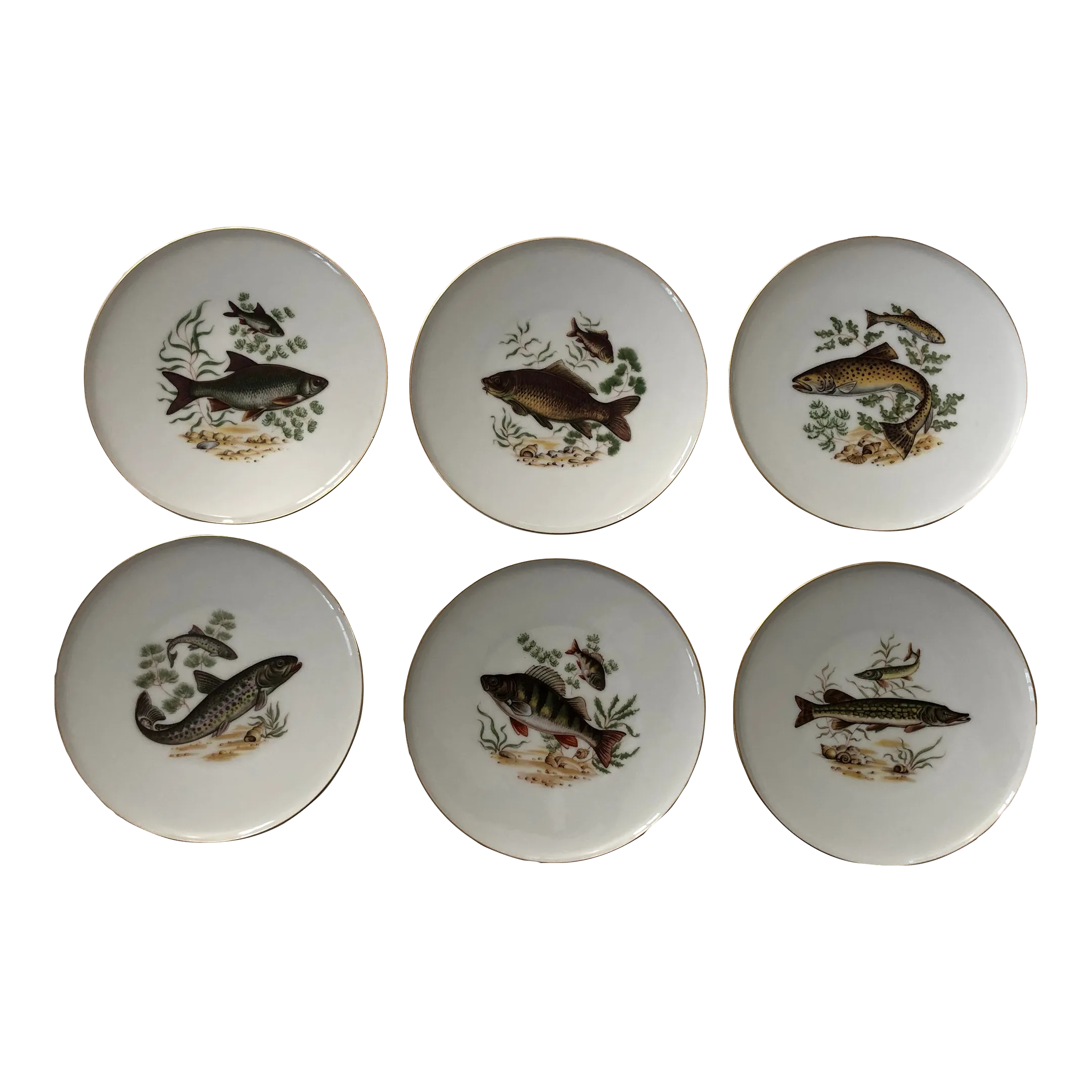 1930s Pre-Ww2 Decorative Fine Porcelain Fish Plates, Bavaria, Germany ...