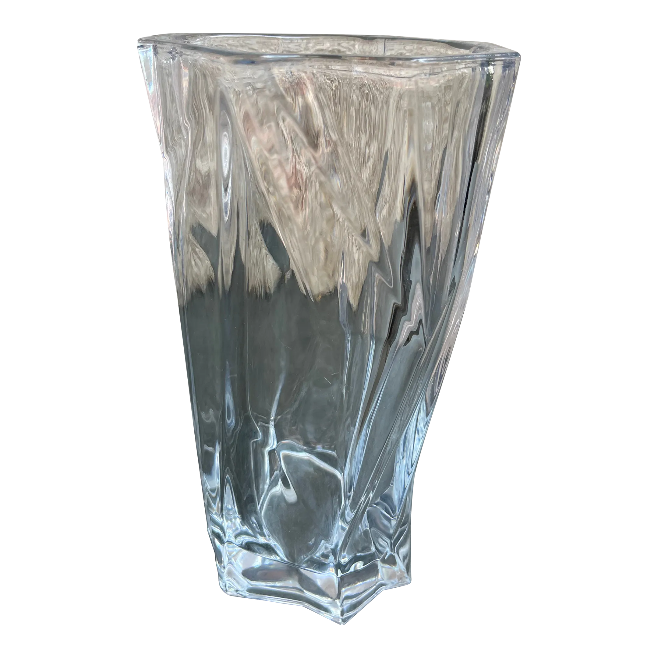 Art Deco Style Modernist Cubist Molded Glass Vase | Chairish