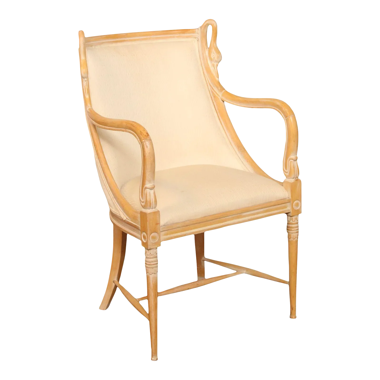 Harris Marcus French Empire Style Swan Carved Armchair | Chairish