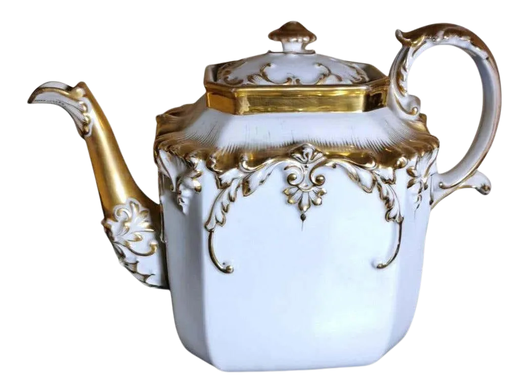 Antique Napoleon III Porcelain De Paris Tea Pot With Pure Gold ...