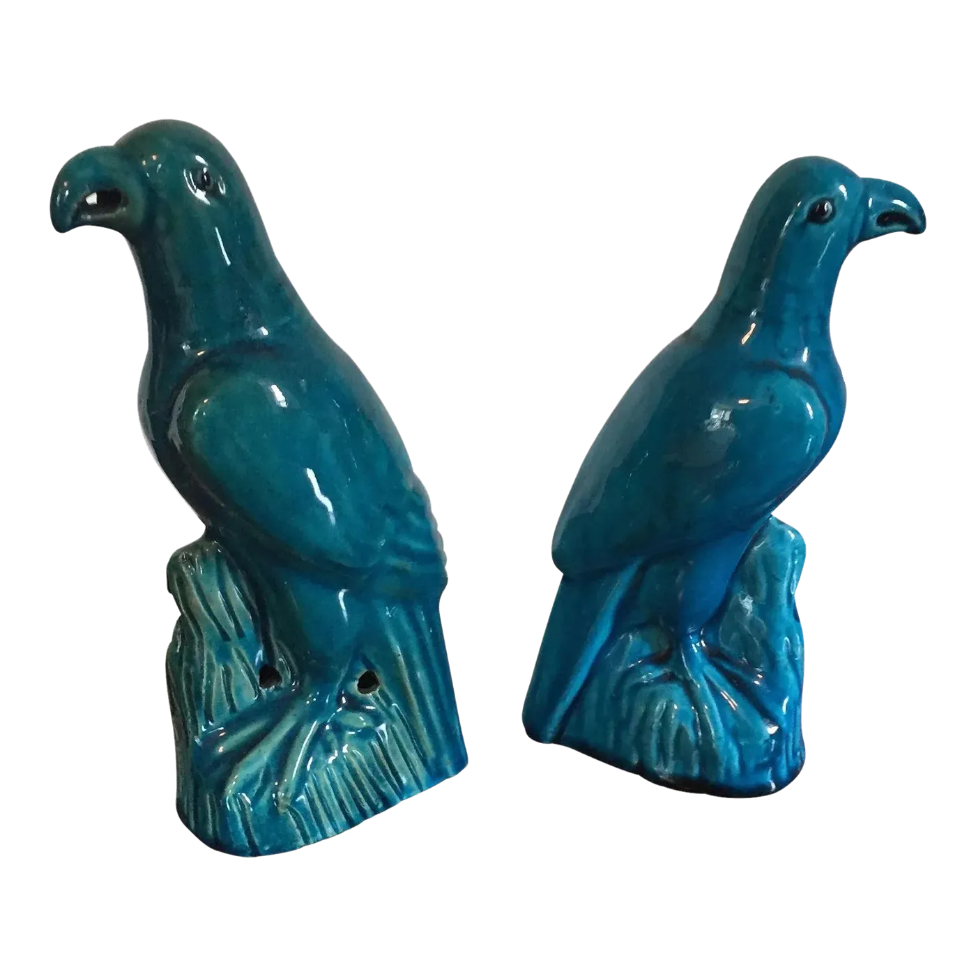 19th Century Chinese Monochrome Turquoise Glaze Models of Hawks - A ...