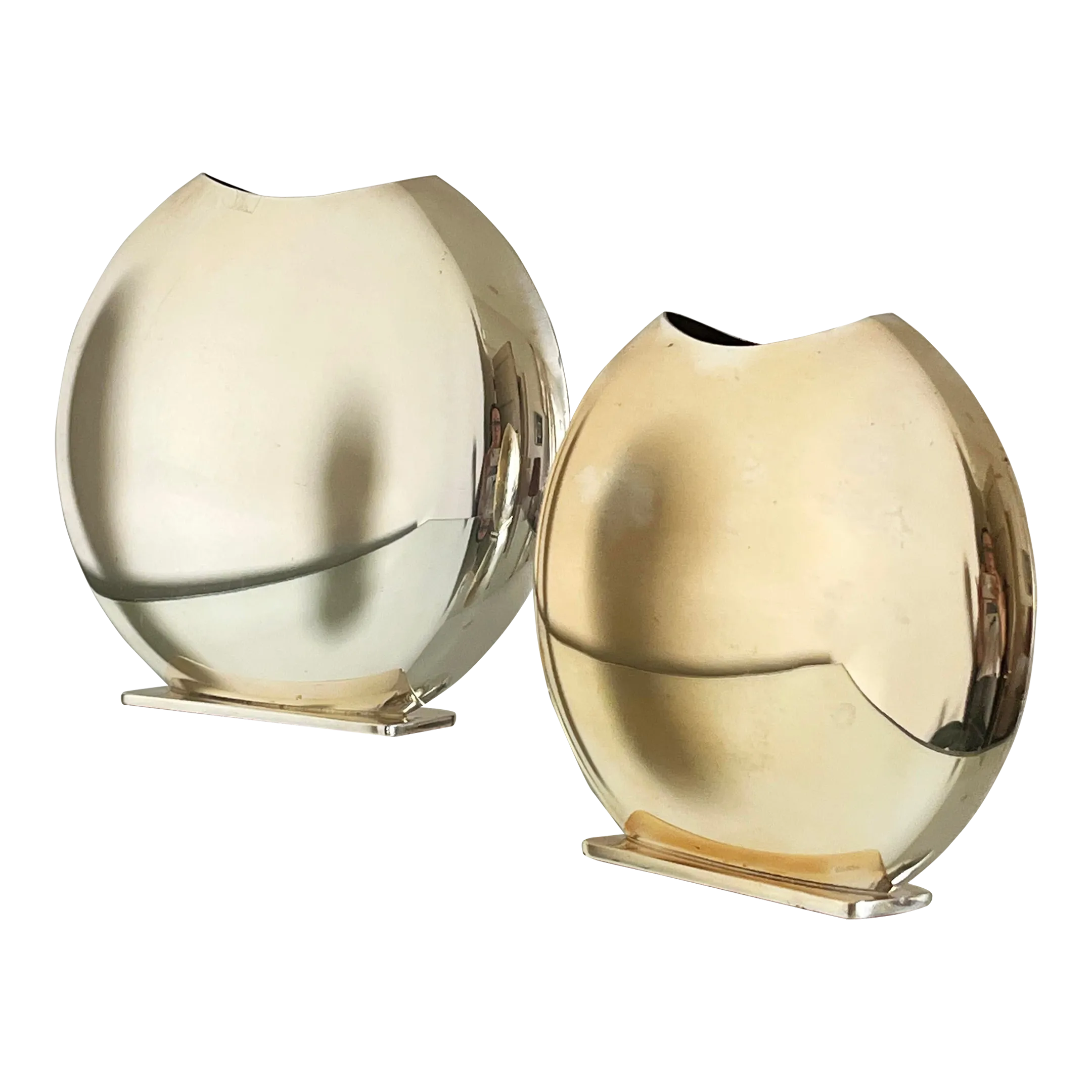 Pair of 1980s Postmodern Mirrored Moon Vases | Chairish