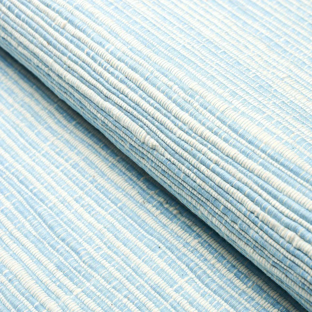 Schumacher Zeta Hand Woven Texture Fabric in Sky | Chairish