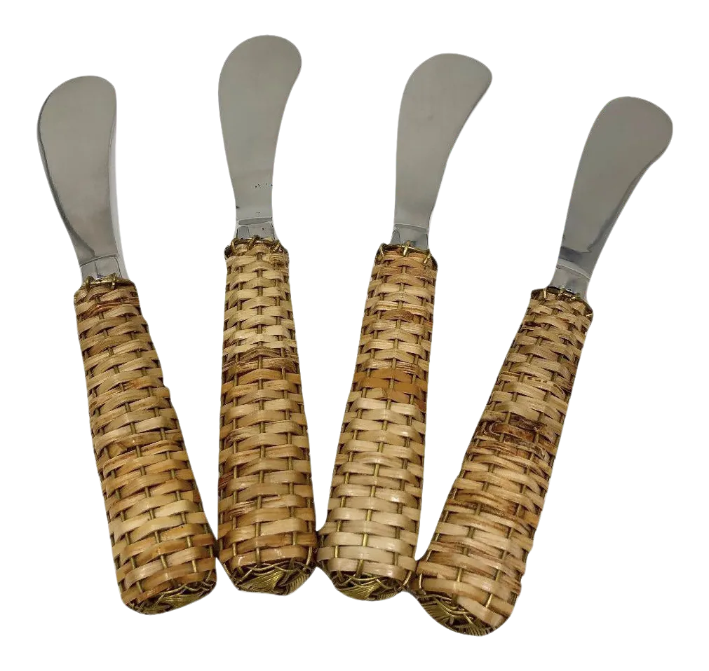 Basketweave Pate Knives, Set of 4 | Chairish
