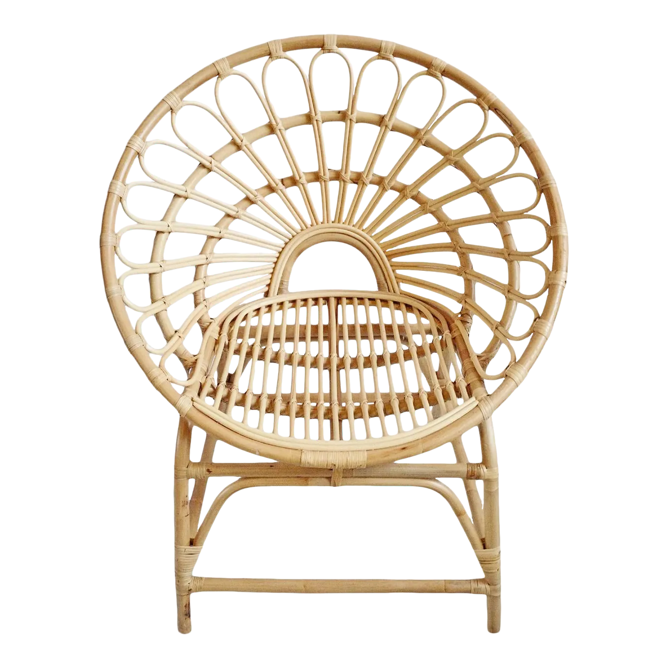 Natural Bamboo Flower Ring Chair | Chairish