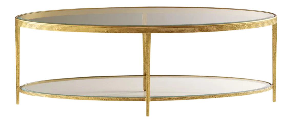 Maitland-Smith Jinx Brass Oval Cocktail Table | Chairish