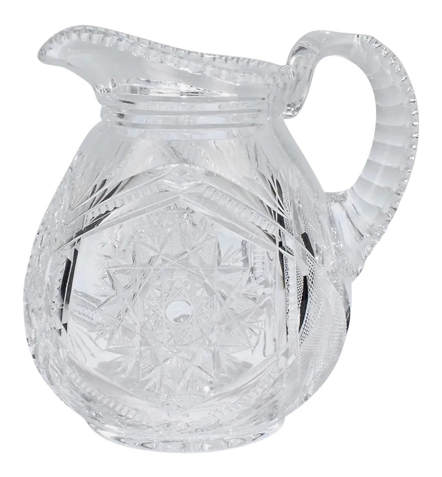Vintage Cut Glass Pitcher with a Narrow Body | Chairish
