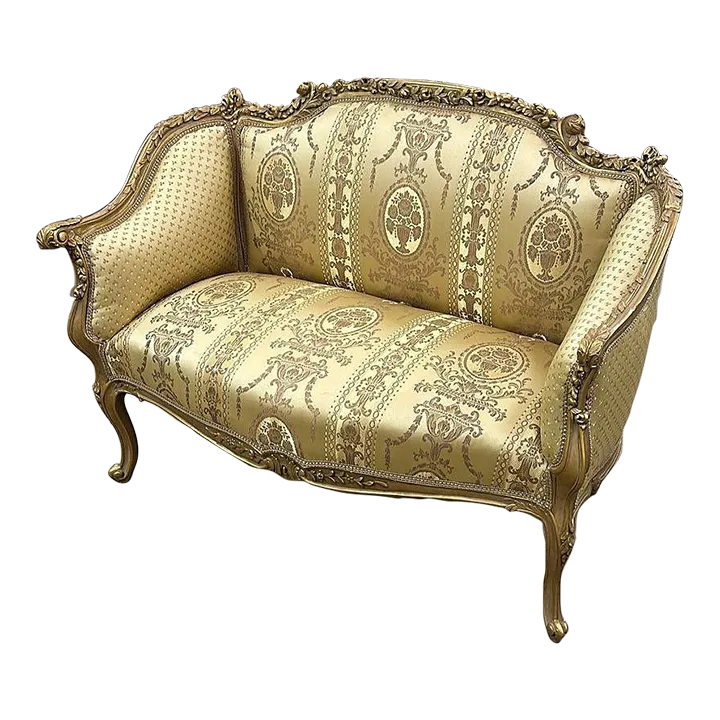 French Baroque Style Gold Sofa | Chairish