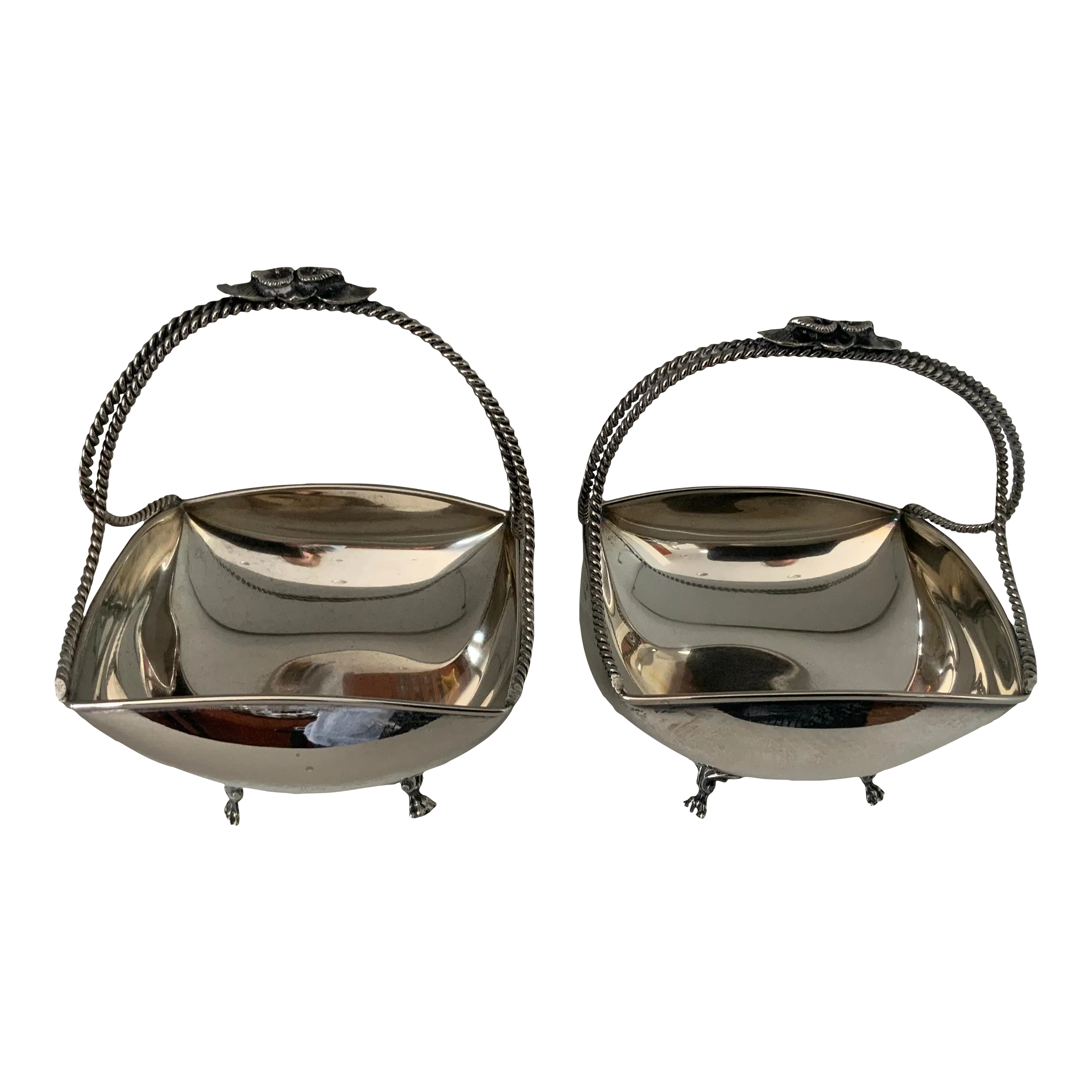 1940s Silverplate Miniature Baskets by Lambidis - a Pair | Chairish