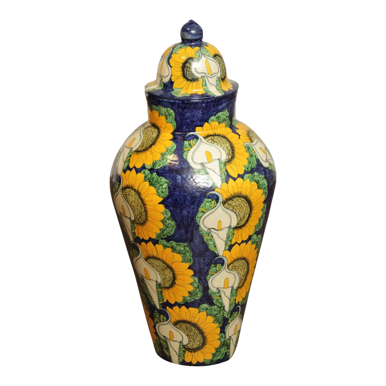 Hand Painted Mexican Pottery Ginger Jar or Urn | Chairish