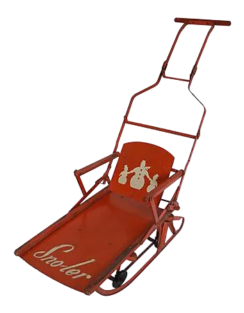 Vintage Sno-Ler Push Sled | Chairish