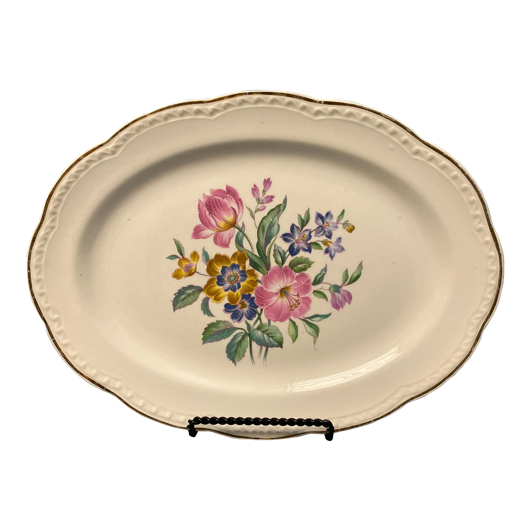 1920s Stetson Pink Floral Serving Plate | Chairish