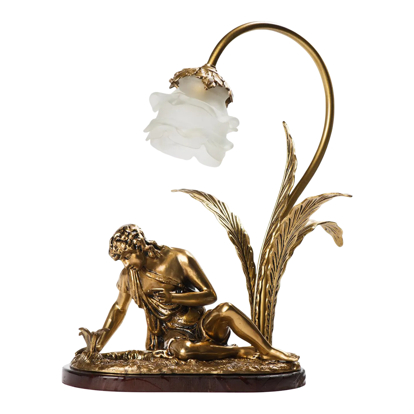 Mid-Century French Bronze Sculptural Table Lamp, Figure Young Man ...