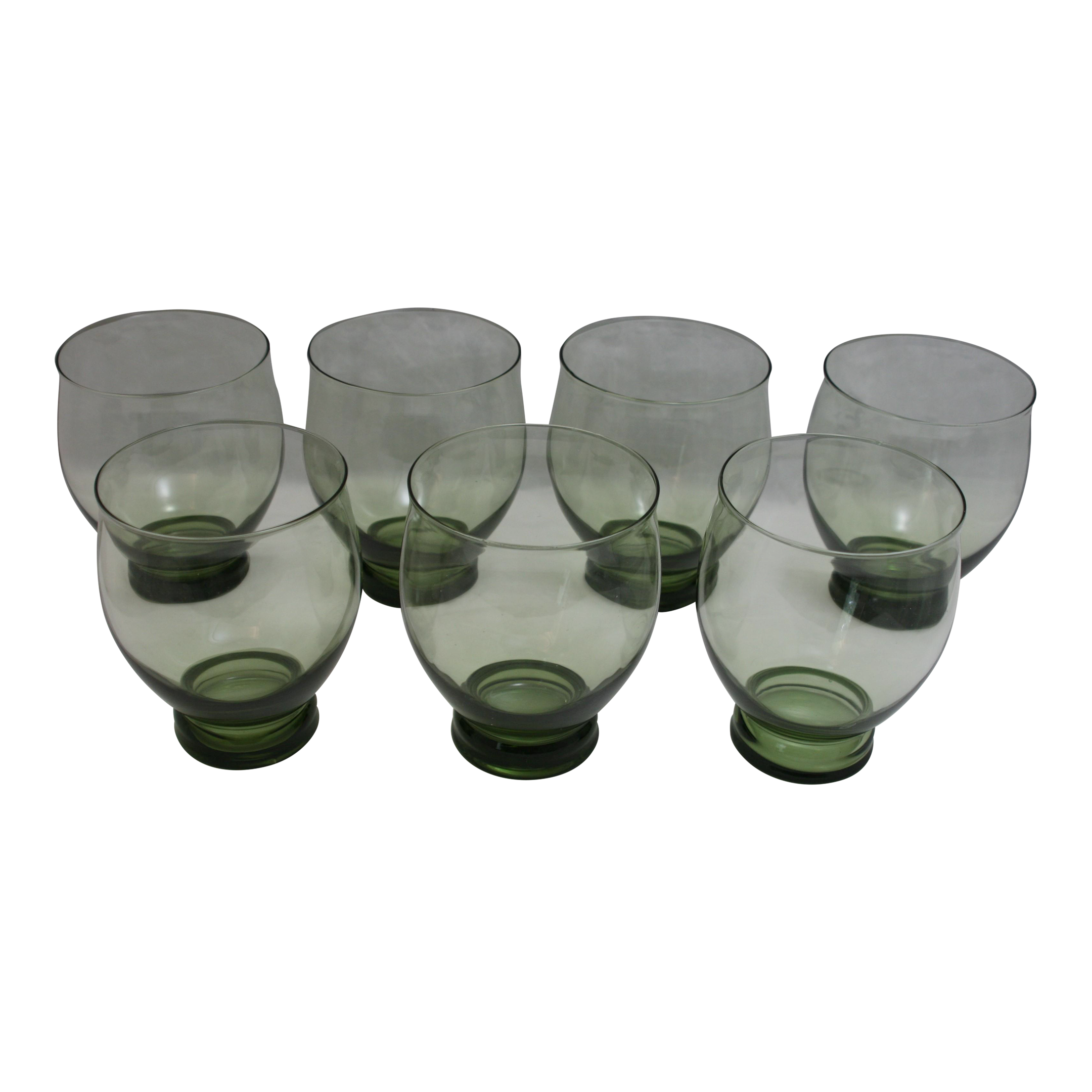 Vintage 1970s Libby Thin Green Large Footed Drinking Glasses Set Of 7 Chairish