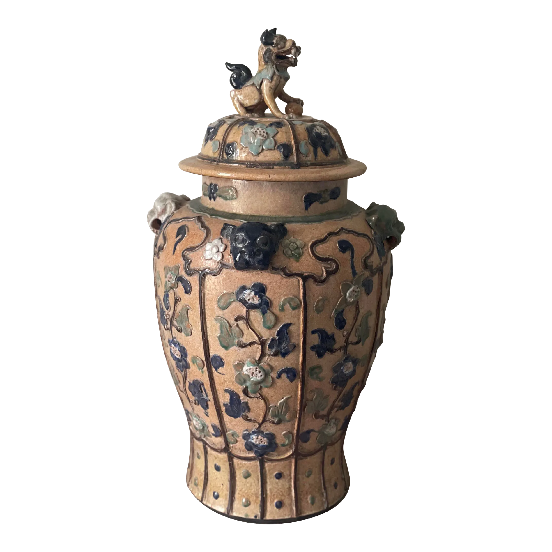 Mid 20th Century Emperor Asian Floor Ginger Jar Lidded With Foo Dogs ...