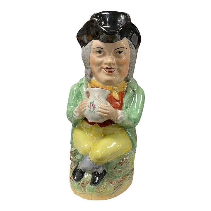 Antique English Staffordshire Pottery Toby Jug With a Tricorn Hat Lid ...