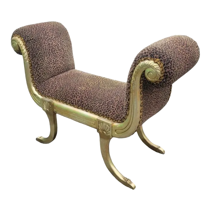 Vintage French Baroque Leopard Gold Silver Leaf Rolled Arm Claw Foot ...