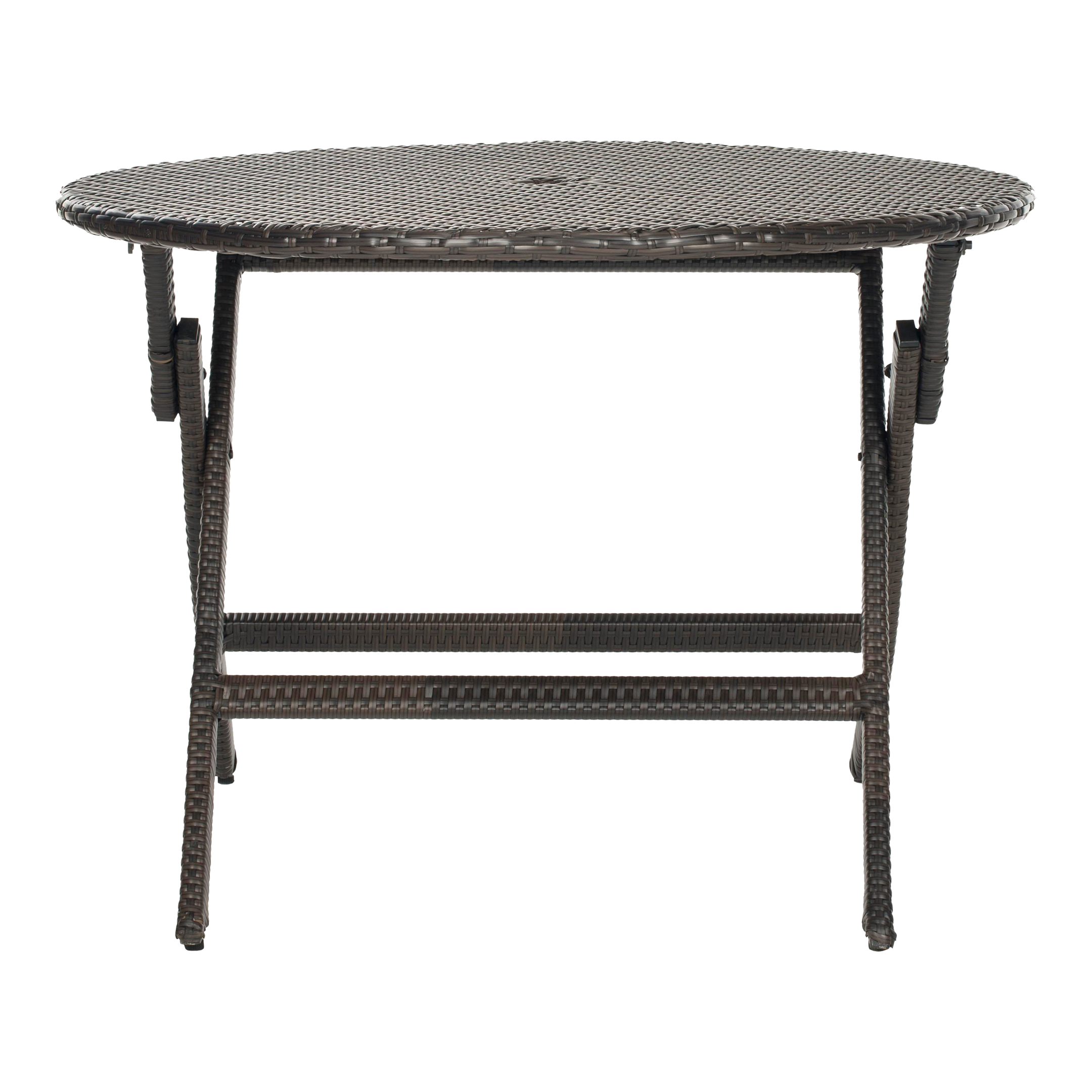 Outdoor Round Folding Table in Brown | Chairish
