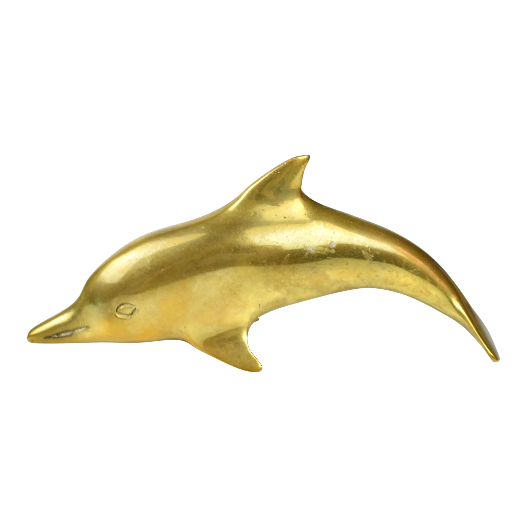 Mid Century Solid Gold Brass Dolphin Paperweight Figurine Model | Chairish