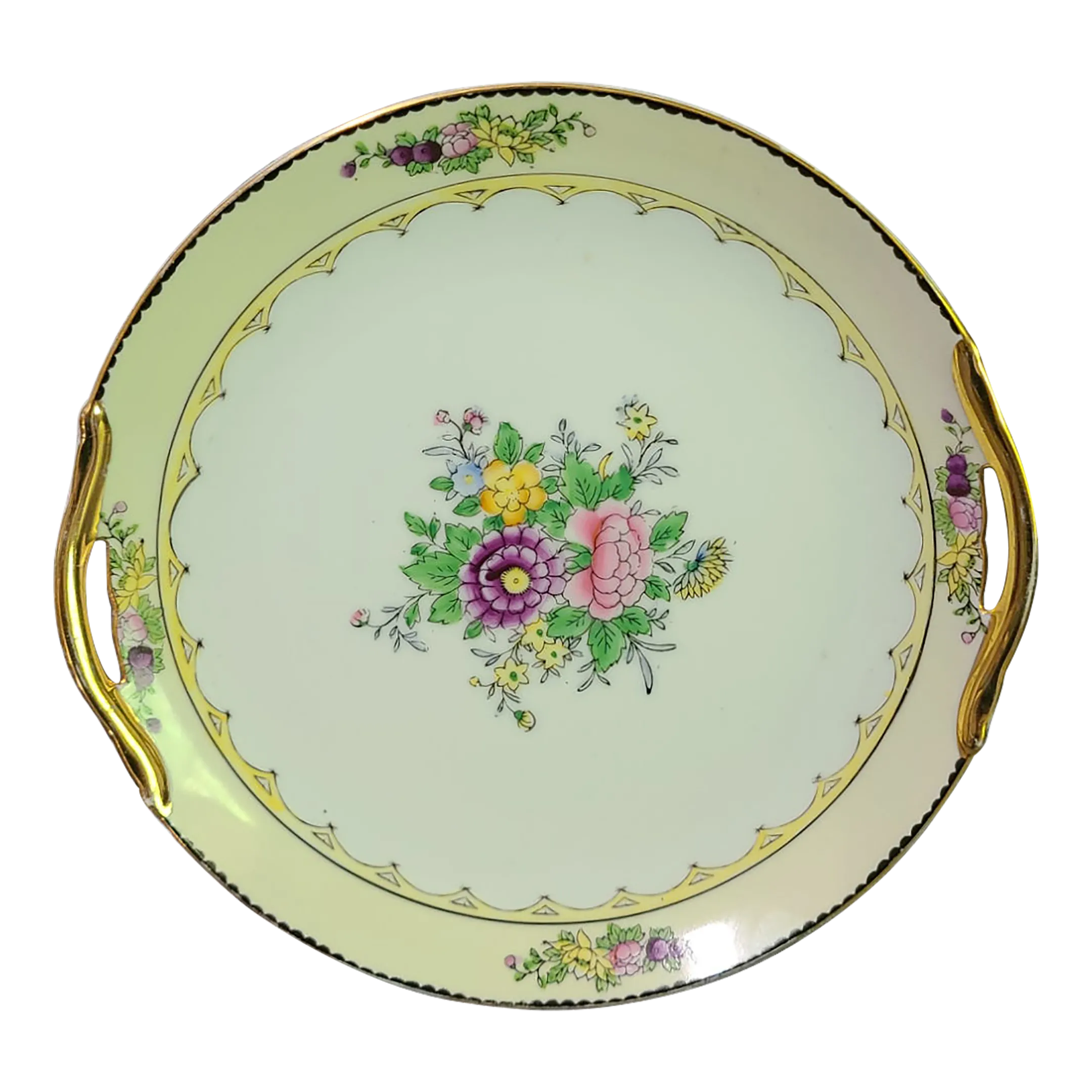 Vintage Noritake Hand Painted Floral Gilded Fine Porcelain Cake Platter ...