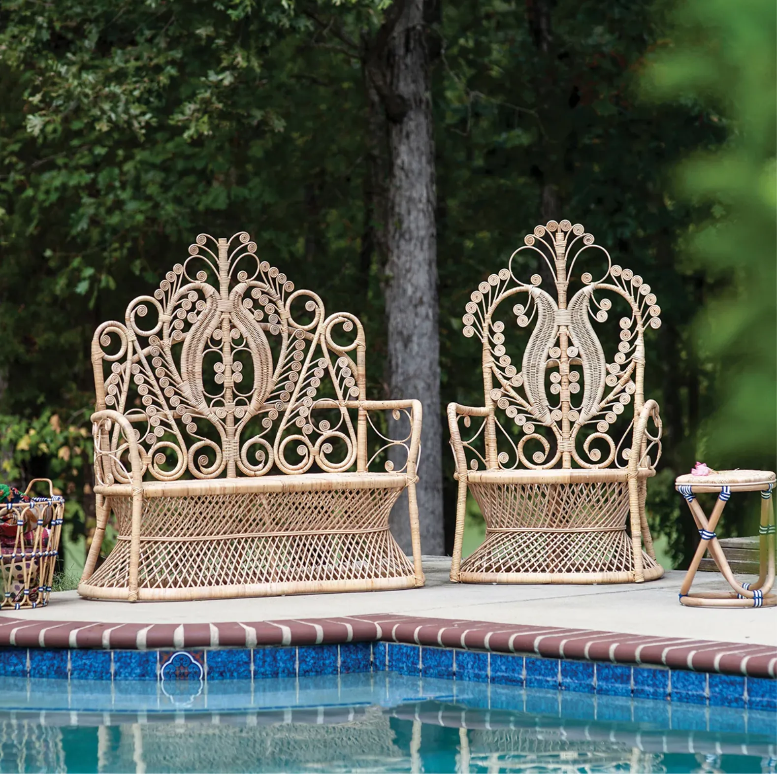 Matthew Izzo Lollipop Peacock Rattan Armchair