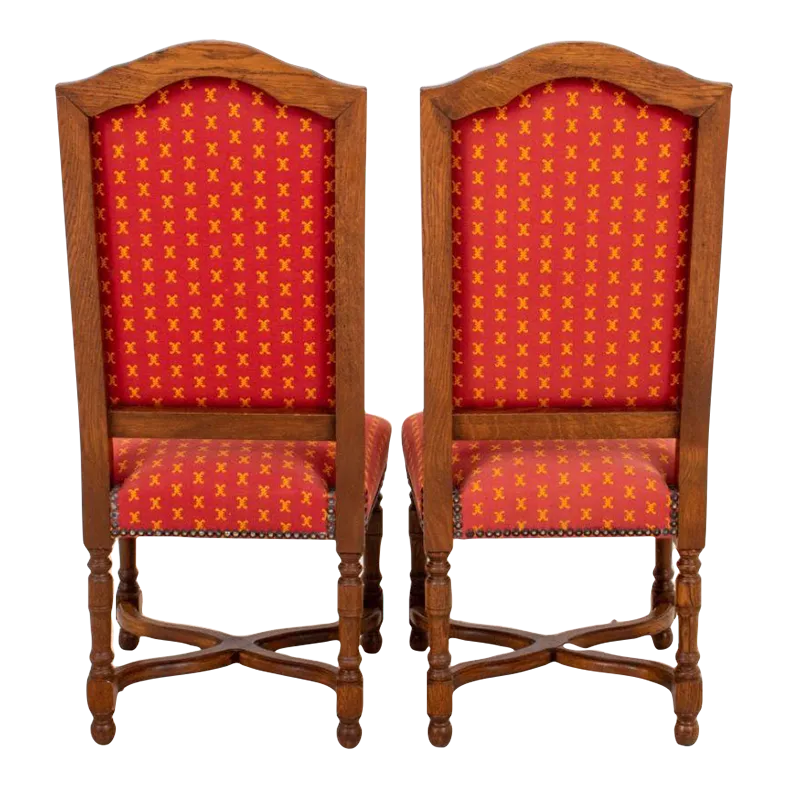French Louis XIII Style Upholstered Side Chair, 2 | Chairish