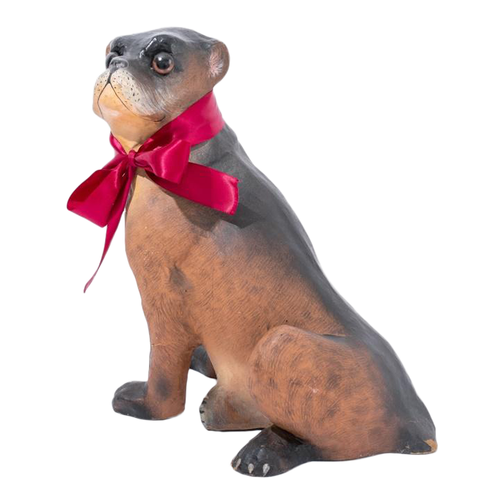 Papier Mache Seated Pug Sculpture | Chairish