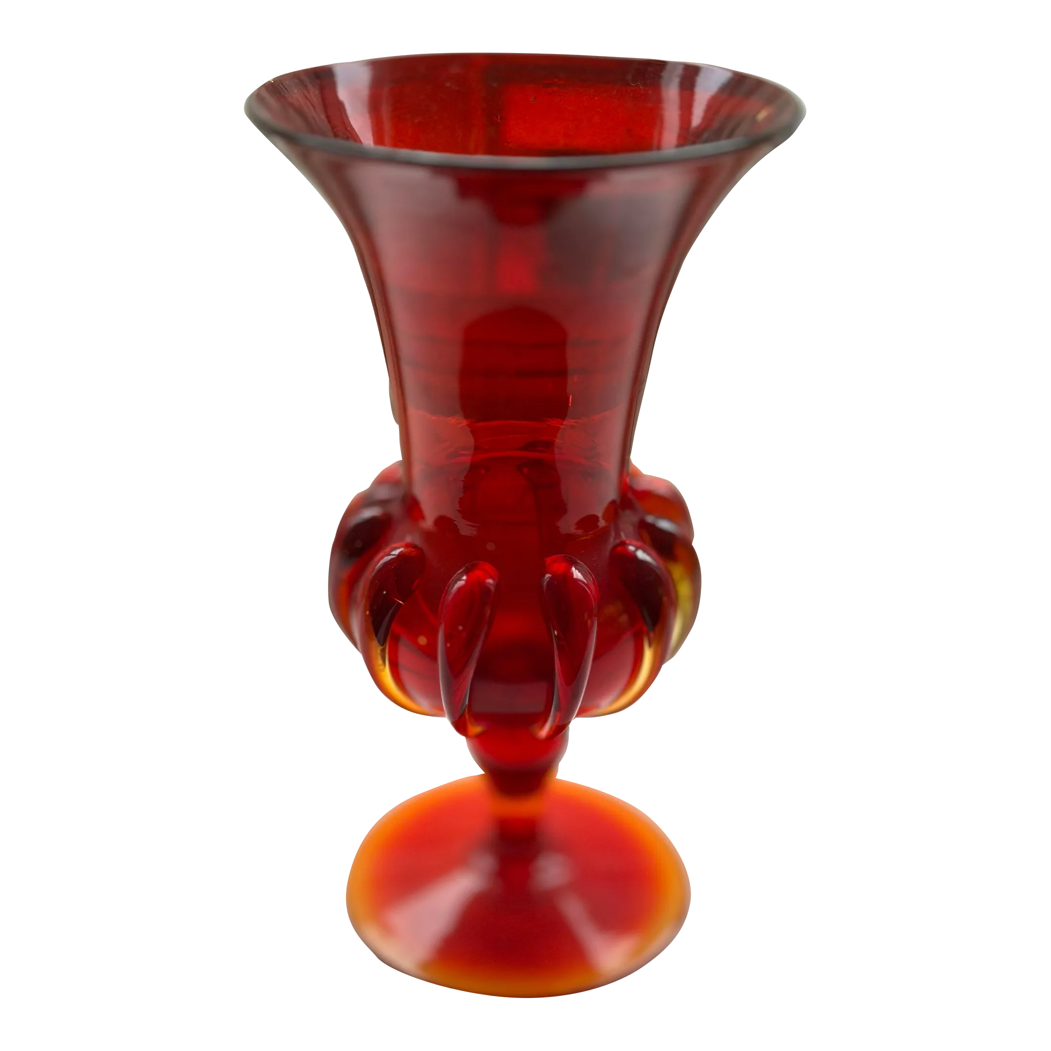 1970s Italian Hand Blown Red Glass Vase | Chairish