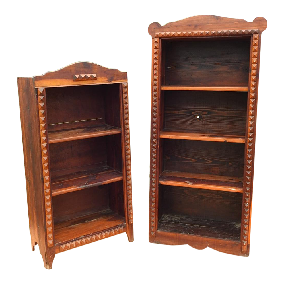 Vintage Rustic Folk Art Handmade Cedar Bookcase Shelf - a Pair | Chairish