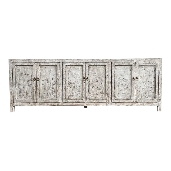 Large Reclaimed Wood Cabinet With 6 Doors | Chairish