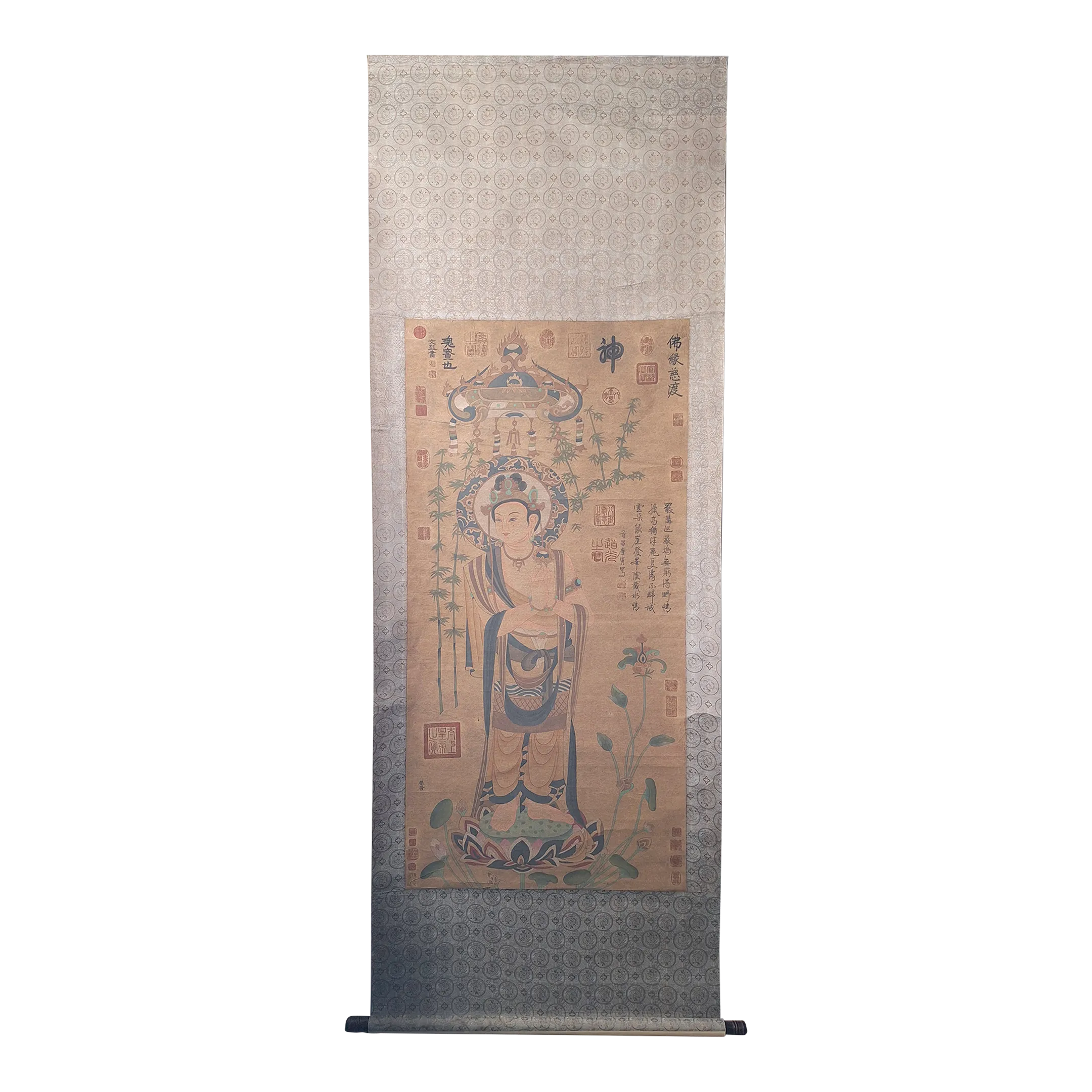 Chinese Standing Kuanyin Scroll | Chairish