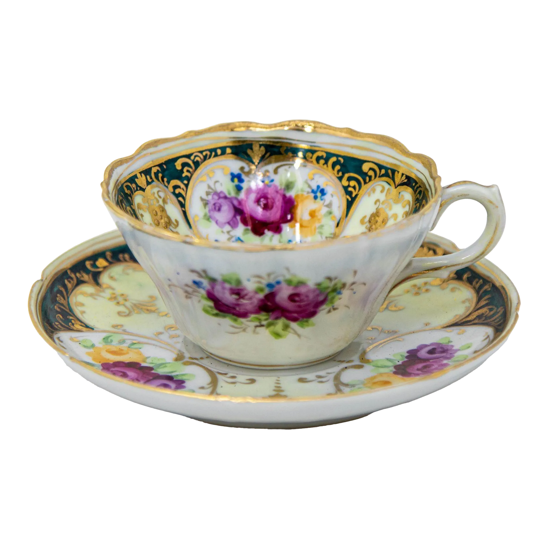 Hand Painted Victorian English Pink Floral Tea Cup Saucer Fine China ...
