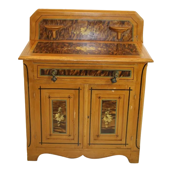 New England Sheraton Country Painted Pine Wash Stand Circa 1840s ...