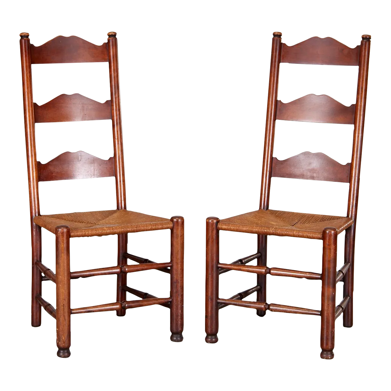 Antique Pair of French Provincial Ladder Back Chairs With Rush Seats ...