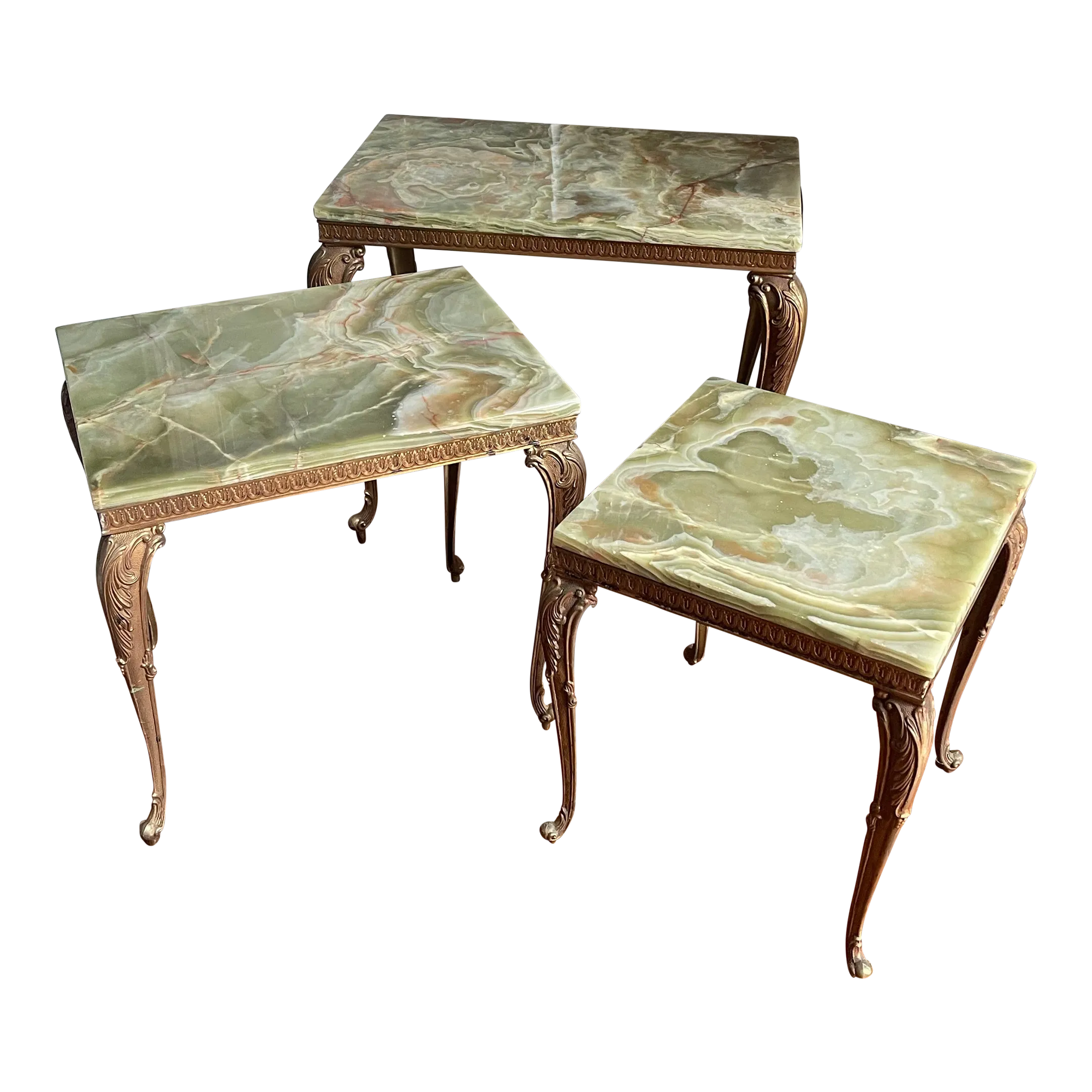 Late 20th Century Onyx Side Tables - Set of 3 | Chairish
