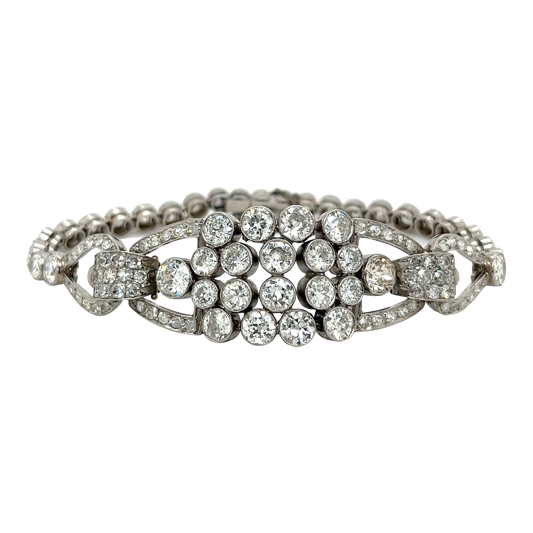 Edwardian Era 20 Carat Old Euro Cut Diamond Bracelet In Platinum ...